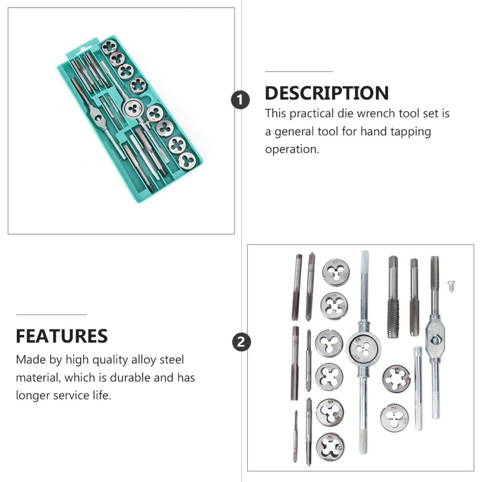 20PCS/Set Metric Threading Tool Hand Threading Tool Steel Threading Die ...