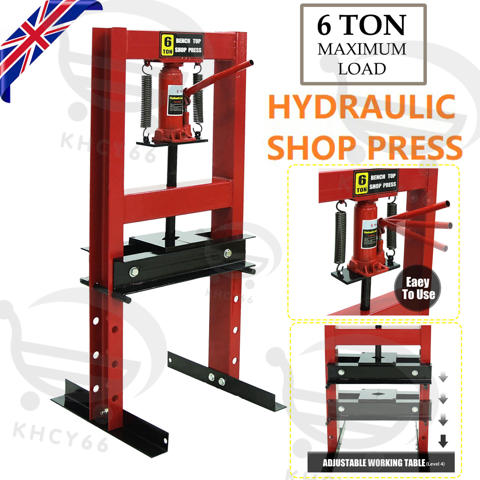 6 Ton Heavy Duty Hydraulic Bench Press Machine Workshop Garage Bearing ...