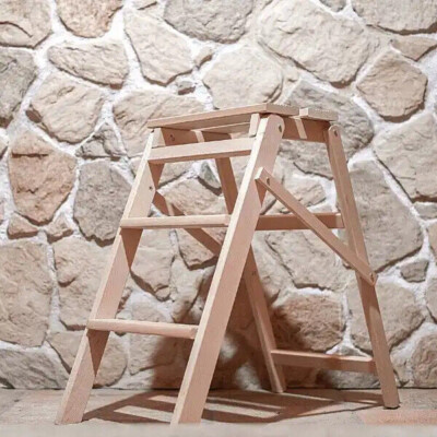 Scala Scaletto 3 Gradini in Legno di Faggio Naturale Portata 150 Kg ...