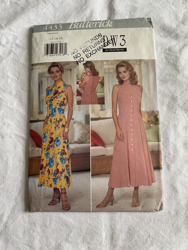 Keyhole Button Up Dress Butterick 4433 Sewing Pattern sz 12 - 16 UNCUT ...