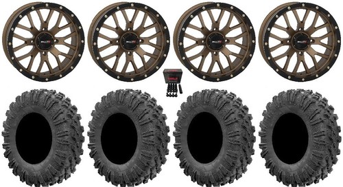 System 3 ST-3 Bronze 18" Wheels 32" MotoRavage Tires Kawasaki Mule Pro ...