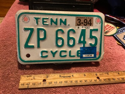 Tennessee Motorcycle License Plate 1994 ZP 6645 | eBay