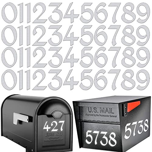 Reflective White 4 Sets Mailbox Numbers Sticker 2 inch Reflective White ...