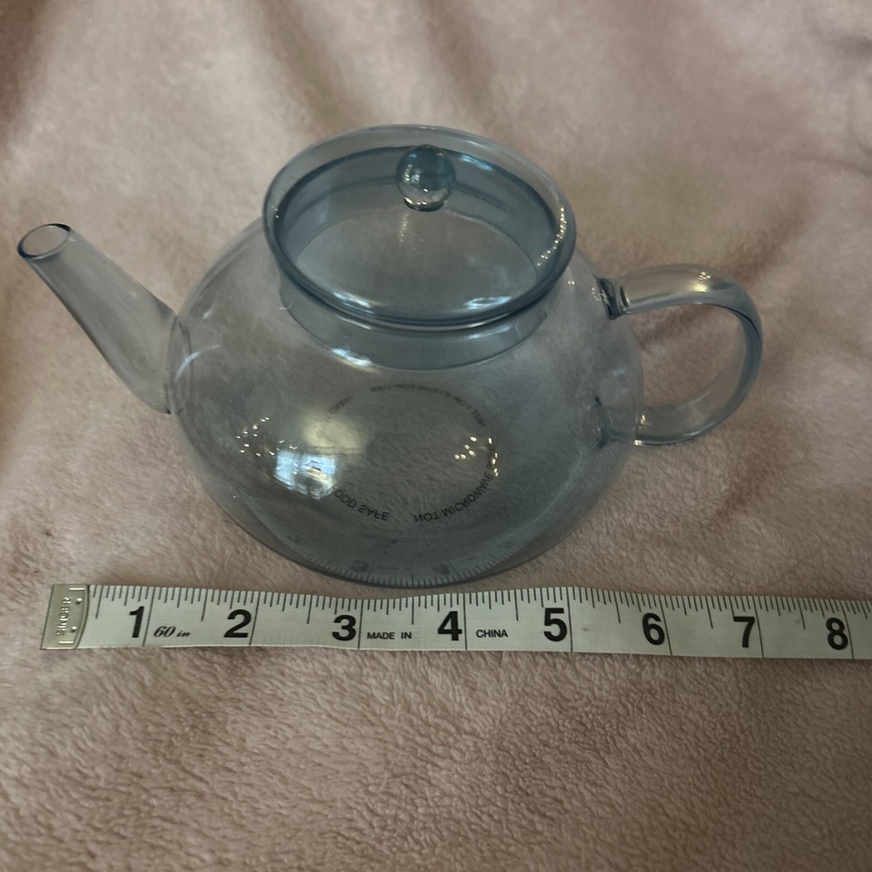 Vintage Small Clear Blue Glass Teapot With Knob Lid And Handle Cottage ...