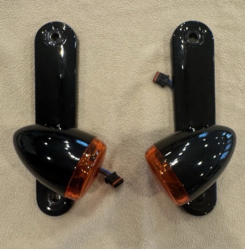 OEM 14-23 Harley Touring Black Front Turn Signals Marker Lights Amber ...