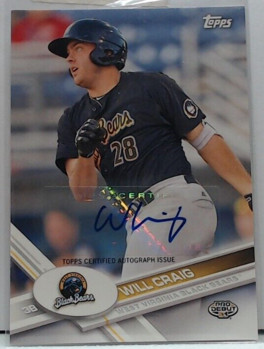2017 TOPPS PRO DEBUT WILL CRAIG ROOKIE AUTO #105 BLACK BEARS MSK | eBay