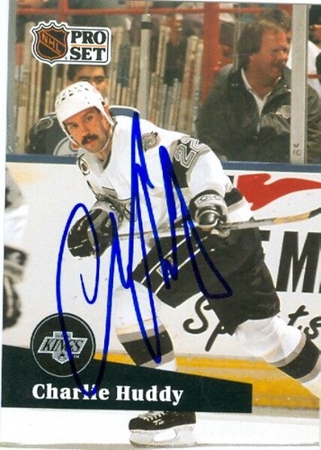 Charlie Huddy autographed Hockey Card (Los Angeles Kings) 1991 Pro Set ...