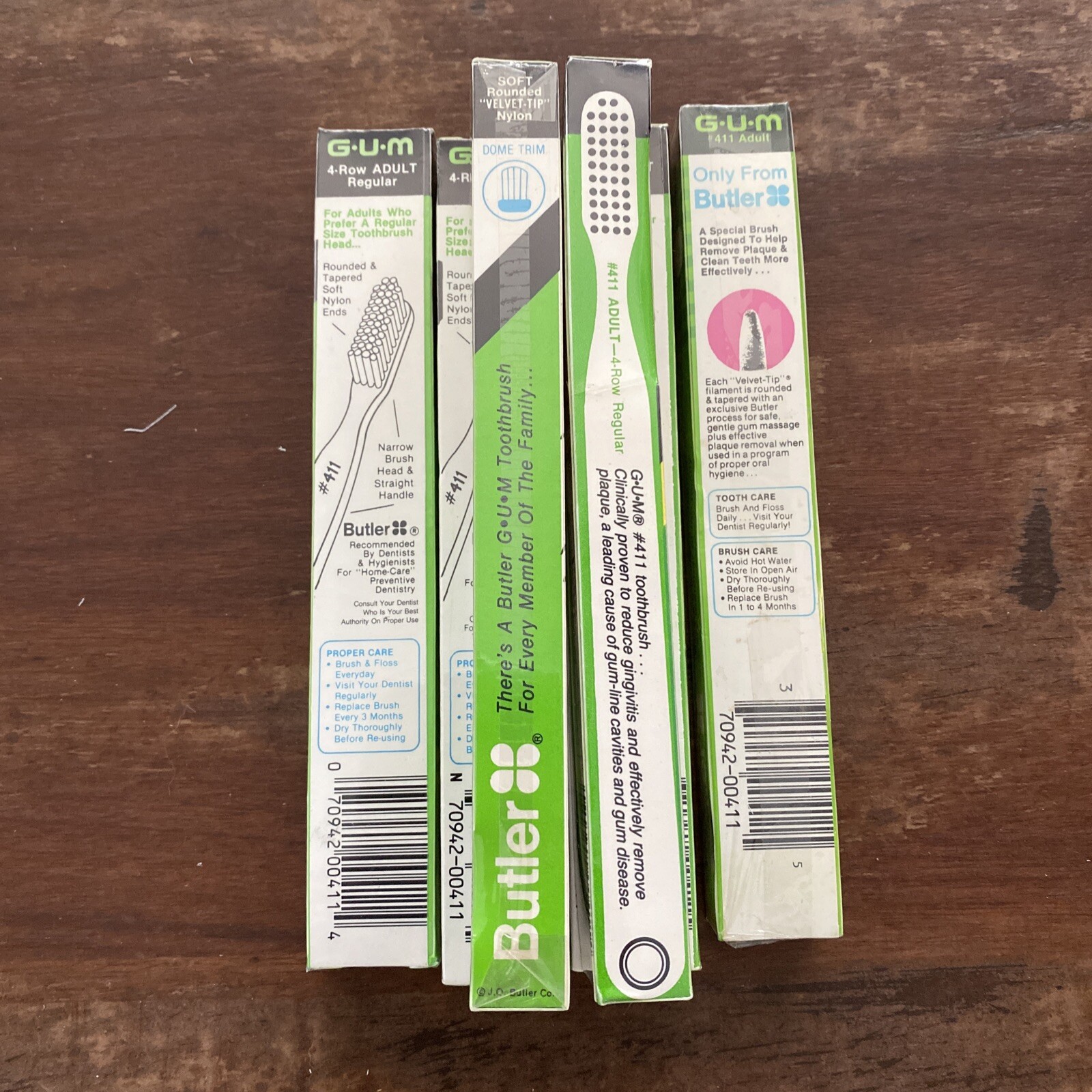 Butler GUM Toothbrush 411 Adult 4 Row Soft Rounded Velvet Tip Nylon ...