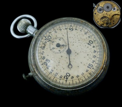 Vintage German military WWII mechanical stopwatch 50mm two-button ...
