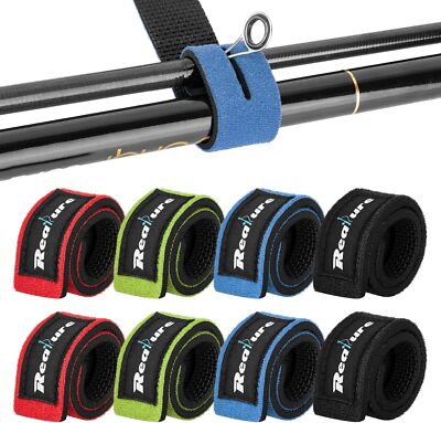 8 x Fishing Rod Bands Straps Fasteners For Made Up Rods Reusable Ties ...