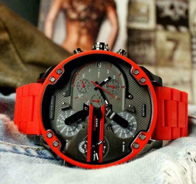 Diesel DZ7370 Mr. Daddy 2.0 Silicone Men's Watch - Red/Gray for sale ...