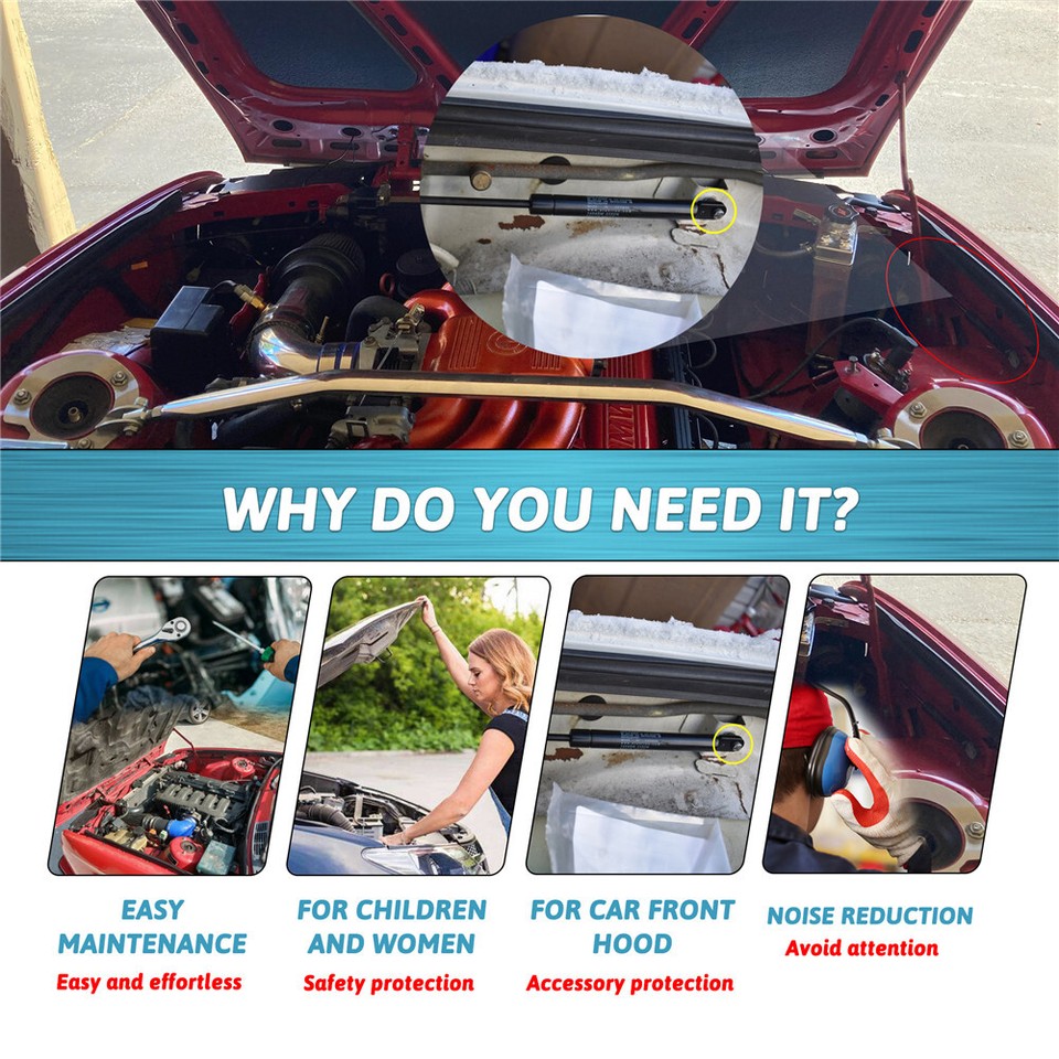 For BMW E30 M3 318i Car Front Hoods Lift Supports Gas Struts Spring ...