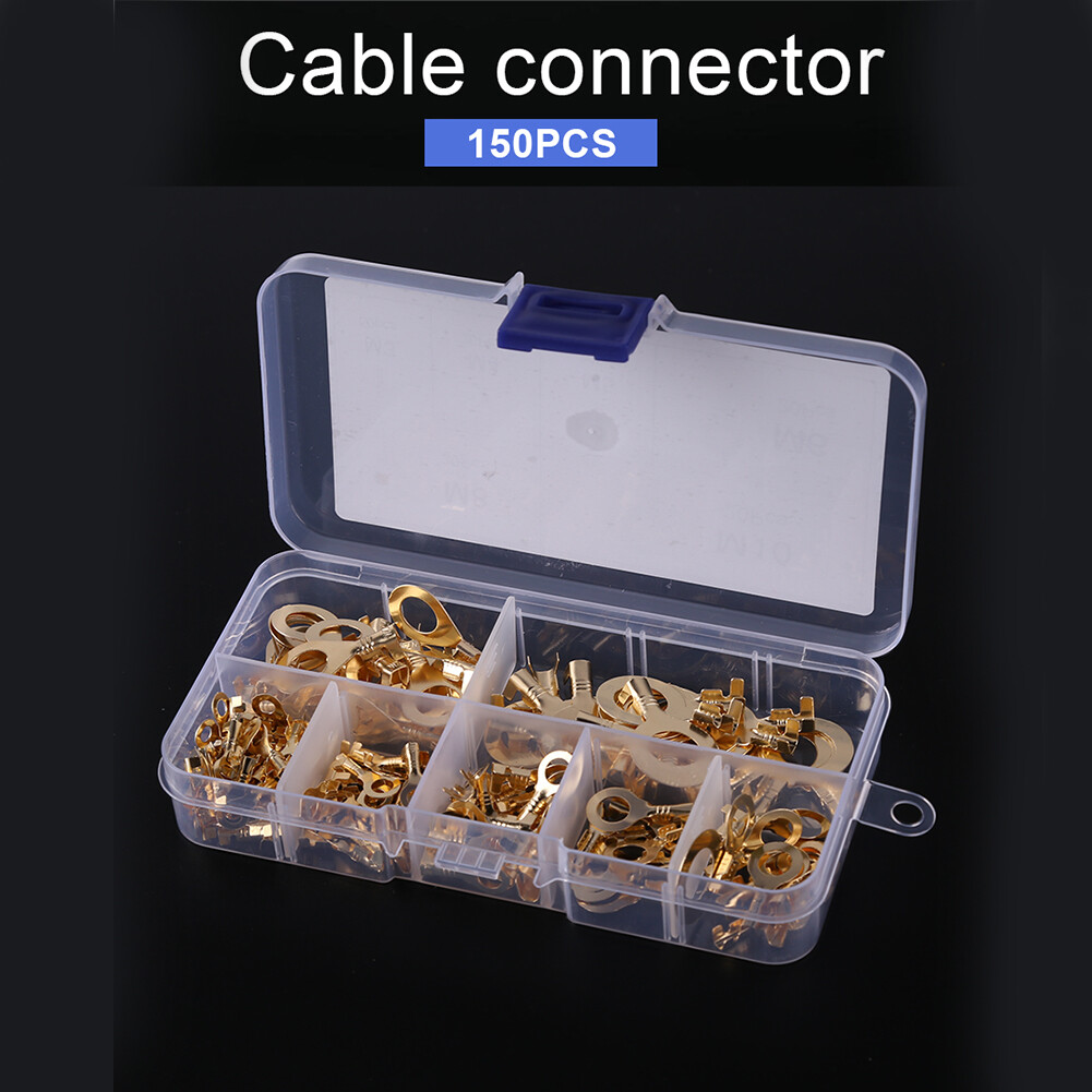 150/300/450pcs Boxed Ring Lugs Eyes Copper Terminals Block Wire Crimp ...