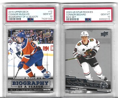 CONNOR MCDAVID & CONNOR BEDARD 2 CARD ROOKIE LOT PSA 10 NHL BEST ...