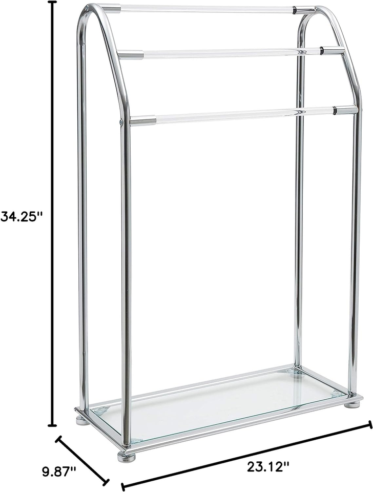 3 Bar Bathroom Towel Drying Rack & Holder with Shelf , Chrome, 62443W-1 ...