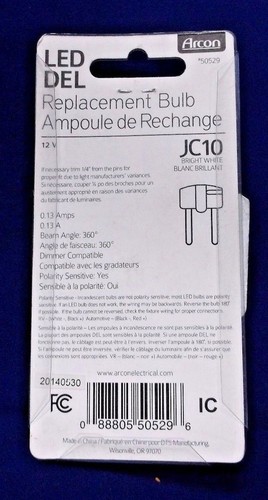 Arcon Bright White 12 volt Cool White LED JC10 Bi-Pin Replacement Bulb ...