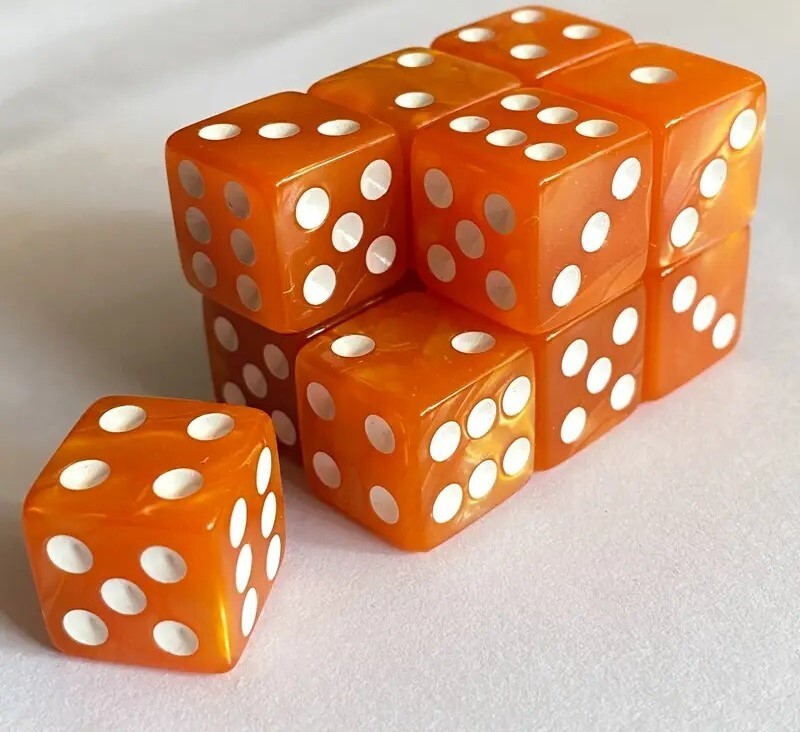 d6 DICE SET (12) 16mm ORANGE MARBLED/WHITE, WARHAMMER, D&D, RPG | eBay