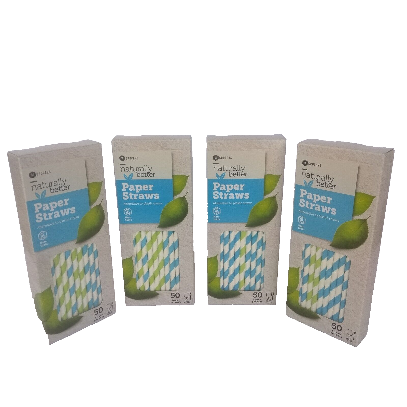 Paper straws SE Grocers naturally better bundle of 4 packs 50 straws ...