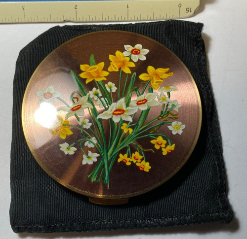 VINTAGE COMPACT STRATTON LONDON GOLD TONE FLOWERS W170 UNUSED NIB | eBay