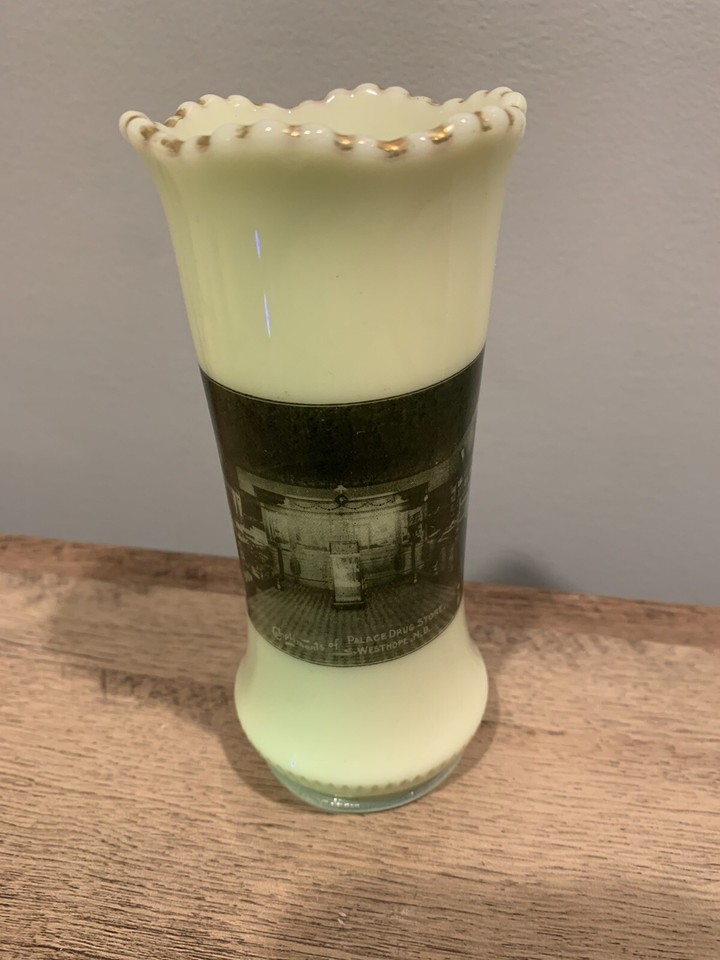 Uranium Vaseline Custard Vase Advertising Palace drug Store W hope ...
