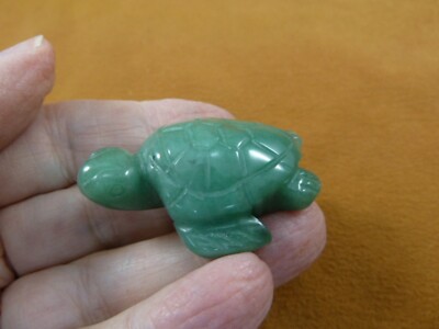 (Y-TUR-SE-587) Green aventurine SEA TURTLE gemstone gem figurine ...