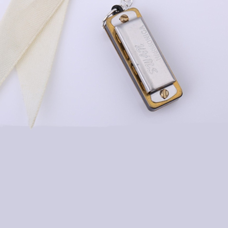 Keyring Harmonica Alloy Reeds Easy To Play Mini Harmonica Silver ...