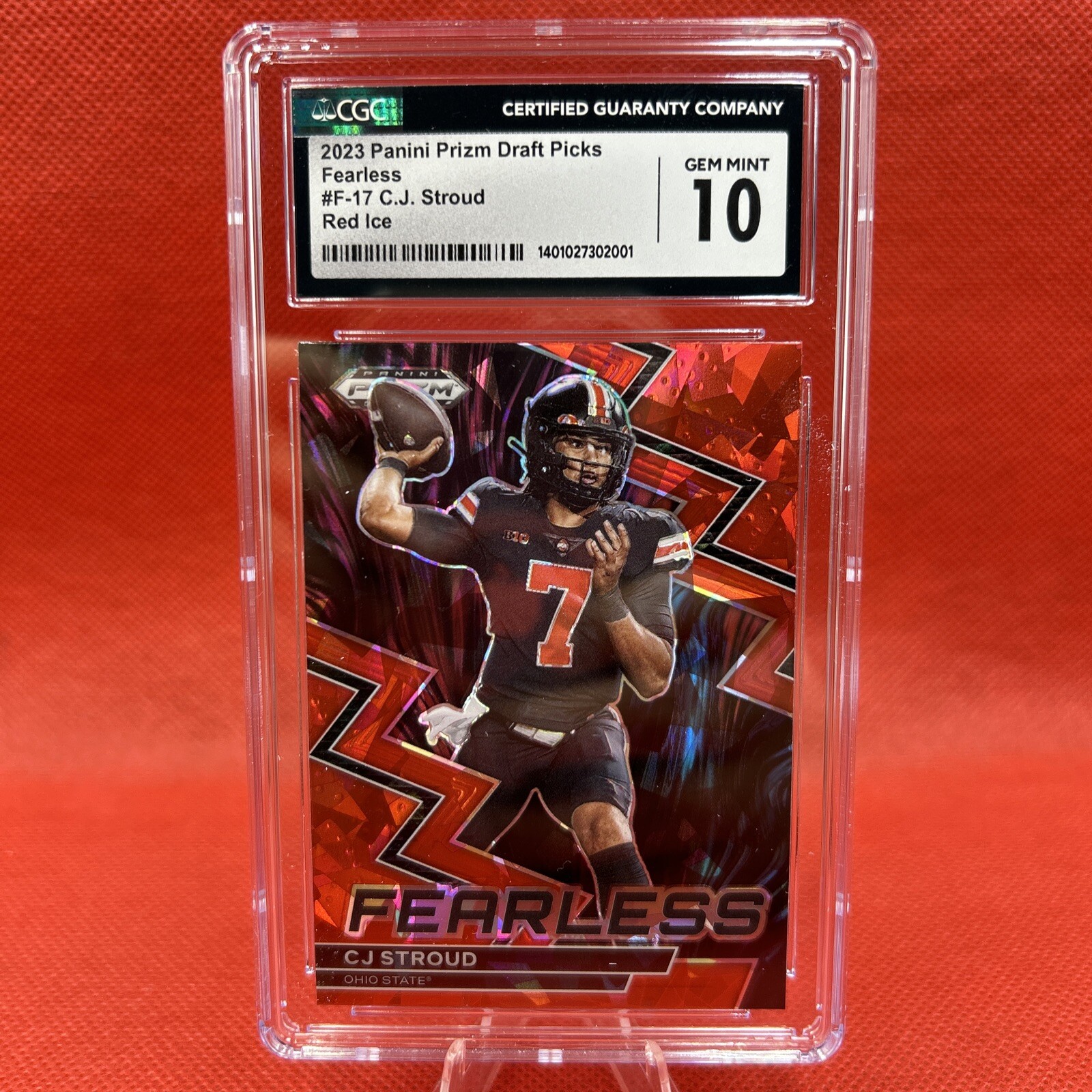 2023 Panini Prizm Draft Picks F-17 CJ Stroud Fearless Red Ice Prizm CGC ...