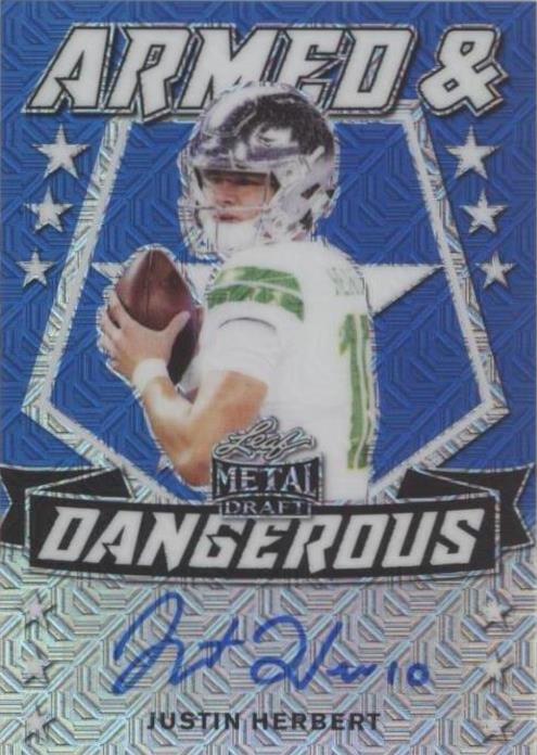 2020 Leaf Metal Draft - Armed & Dangerous Justin Herbert #AD-JH2 Blue ...