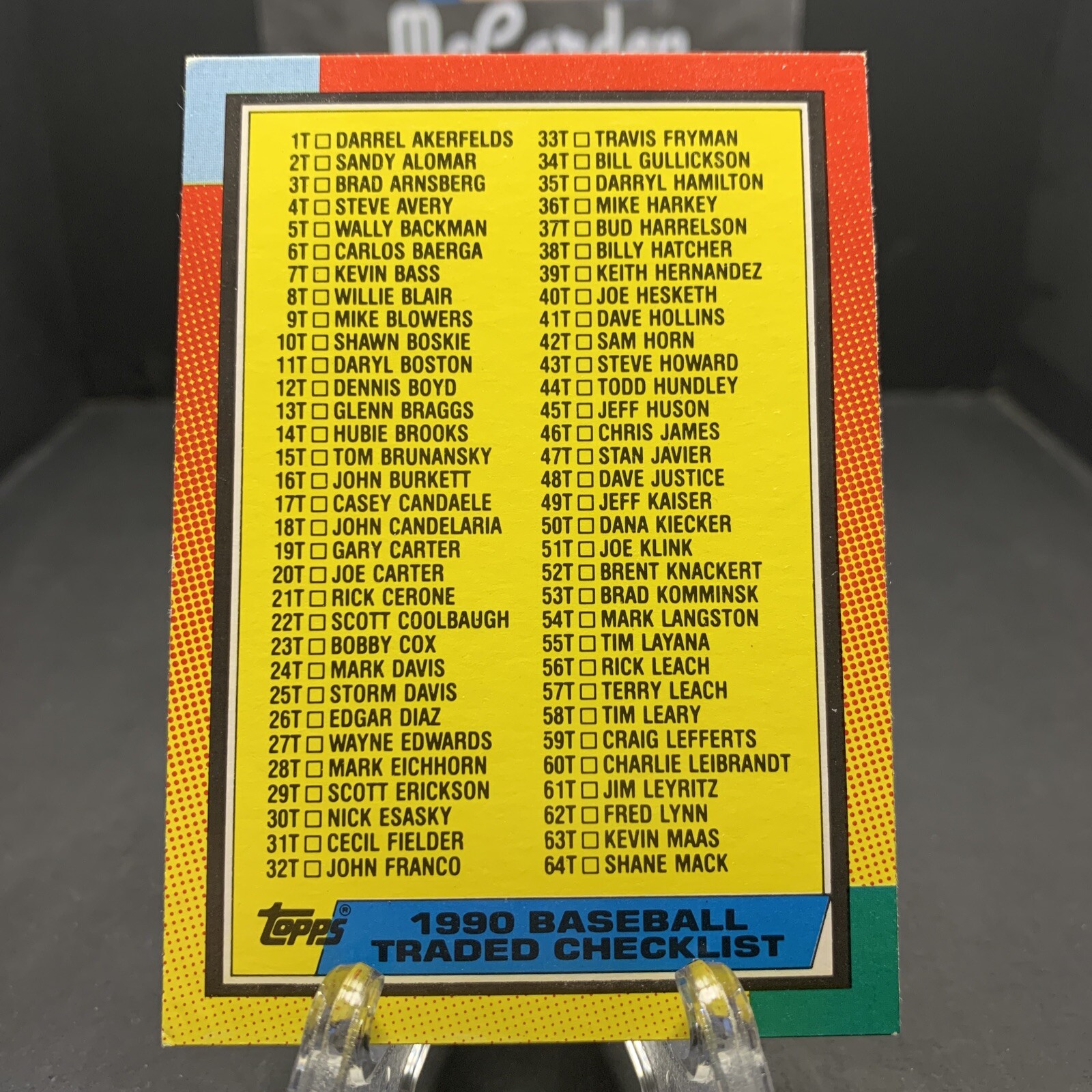 1990 Topps Traded Checklist Factory Set White Back Checklist Cards 1T ...