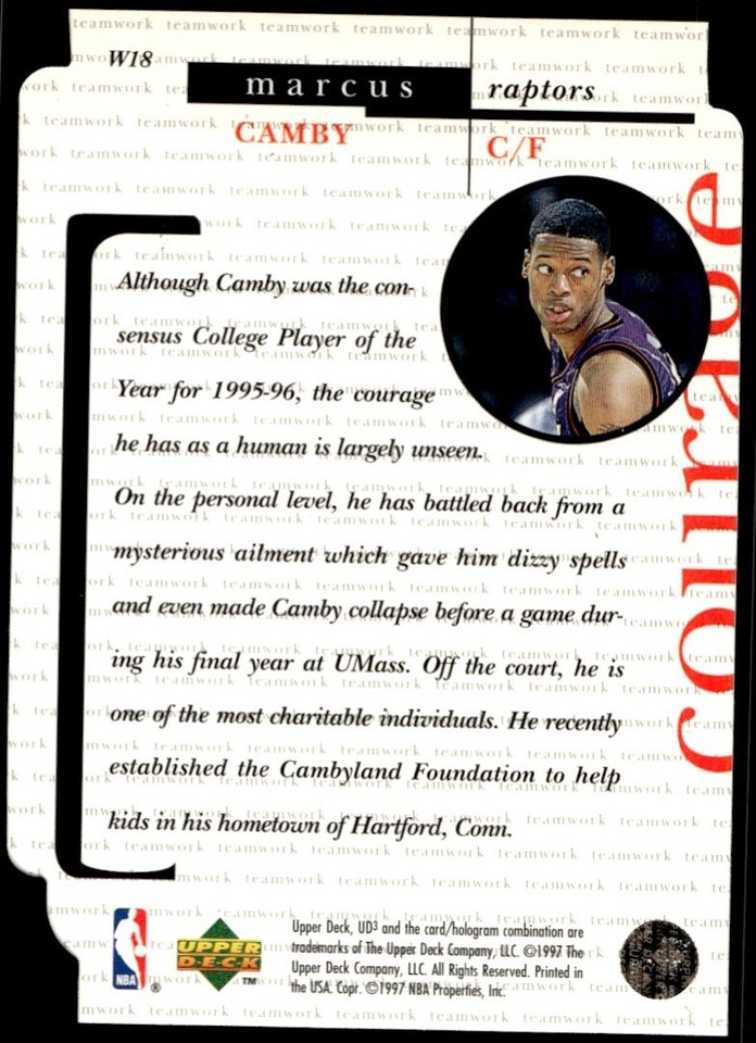 1996-97 Upper Deck UD3 The Winning Edge Marcus Camby G97 Toronto ...