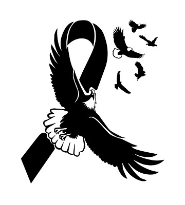 Black Eagle Ribbon Die Cut Vinyl Decal Sticker Tribute Black Ribbon ...