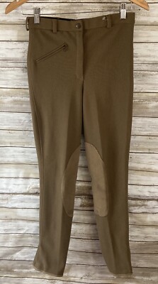 TUFF RIDER Sz 28 Brown Knee Patch Mid Rise Breeches Riding Pants b373 ...