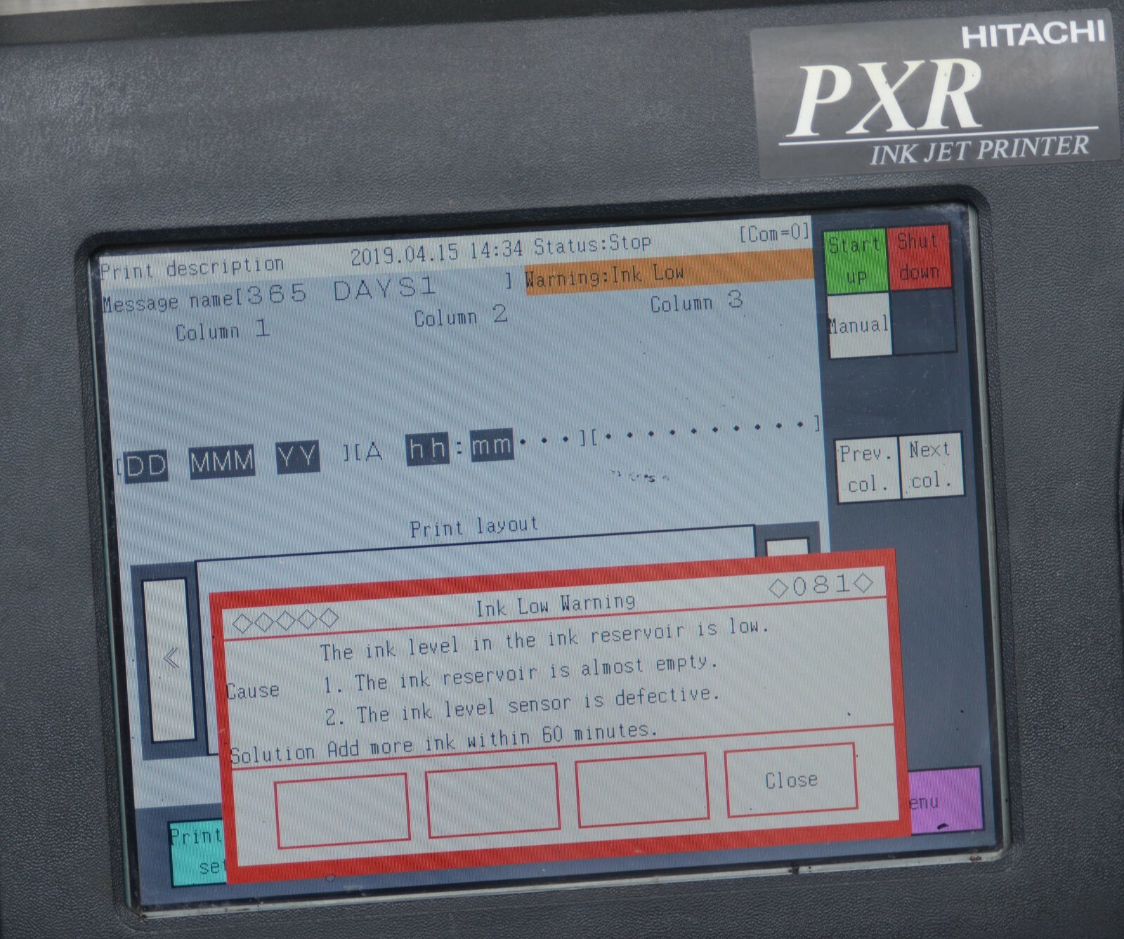 HITACHI PXR-H450W ink jet coding marking machine product coder CIJ ...