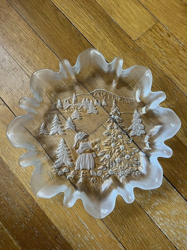 Vintage Mikasa Germany Plate Christmas Story Frosted Glass Candy Dish ...