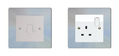 LIGHT SWITCH SINGLE SOCKET FINGER PLATE SURROUND MIRROR SILVER CHROME ...