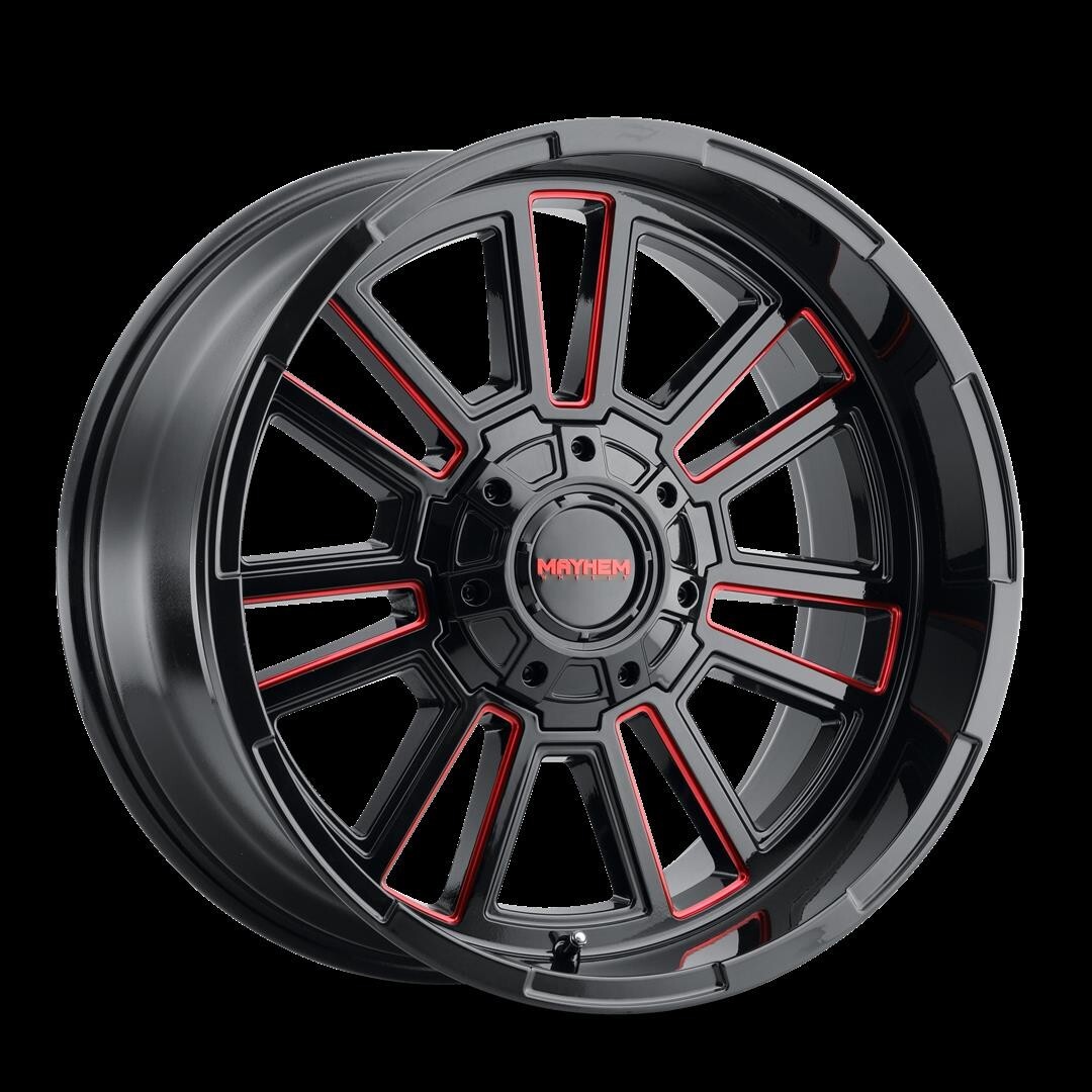 Set of 4 Mayhem Apollo 20x9 Black with Red Wheels for 1999-2024 Ford ...