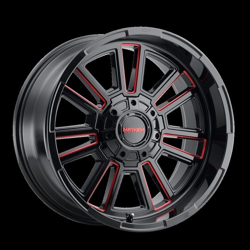 Set of 4 Mayhem Apollo 20x9 +18et Black w/ Red Wheels for 99-2024 Ford ...