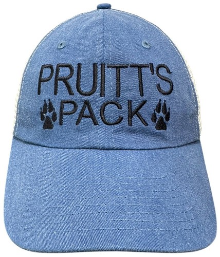 Pruitts Pack Hat Cap Adjustable Snap Back Black Logo Mesh Back Blue | eBay