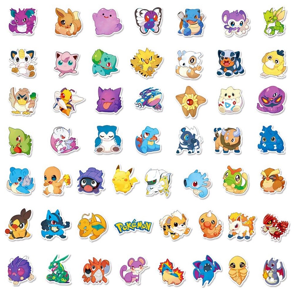 50pc Pokemon Laptop Home Wall Window Kids Bedroom Fridge Stickers ...