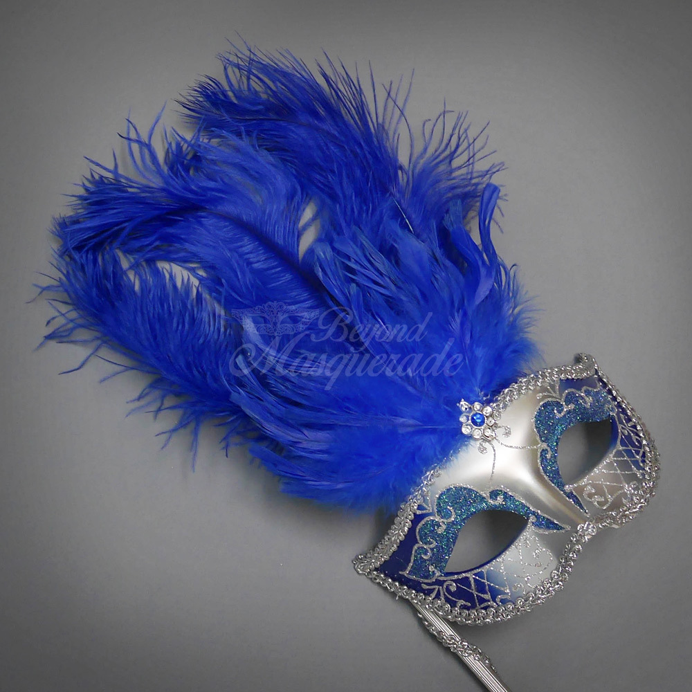 Silver Masquerade Masks On A Stick