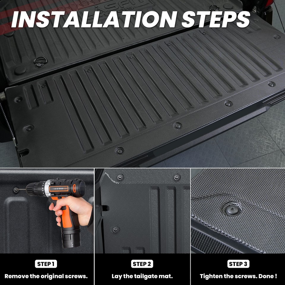 LASFIT Tailgate Mat for Toyota Tacoma 2024-2026 TPE Liner All Weather ...