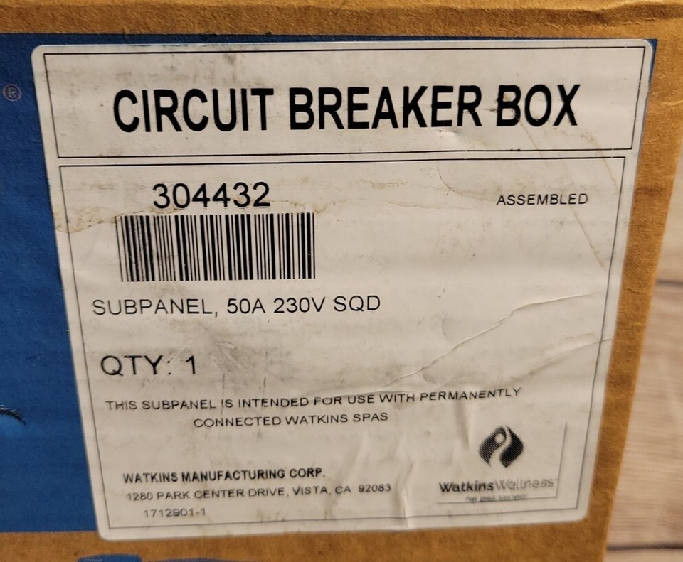 Hot Spring Spa GFCI Sub Panel, 100 Amp Max 50amp Supplied Watkins ...