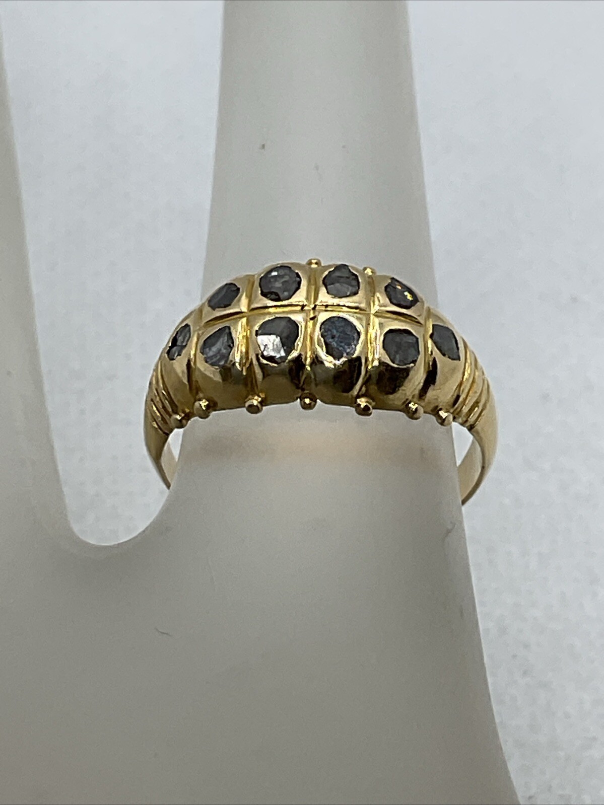 VINTAGE HANDMADE Solid 18K Yellow Gold Rose Cut Diamonds Ladies Band ...