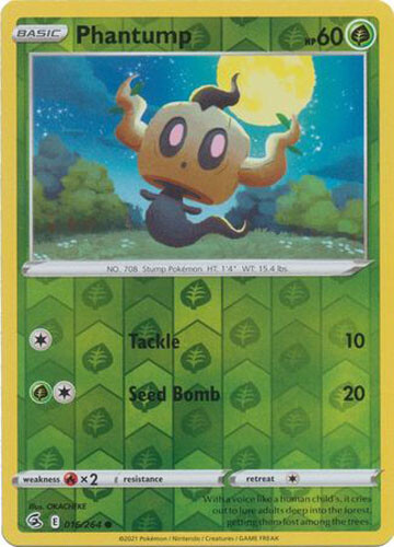 Pokemon Card - S&S Fusion Strike 016/264 - PHANTUMP (REVERSE holo) - NM ...