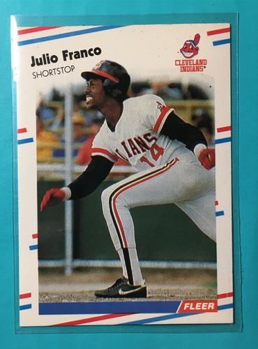 JULIO FRANCO 1988 FLEER BASEBALL CARD #609 CLEVELAND INDIANS + 2 BONUS ...