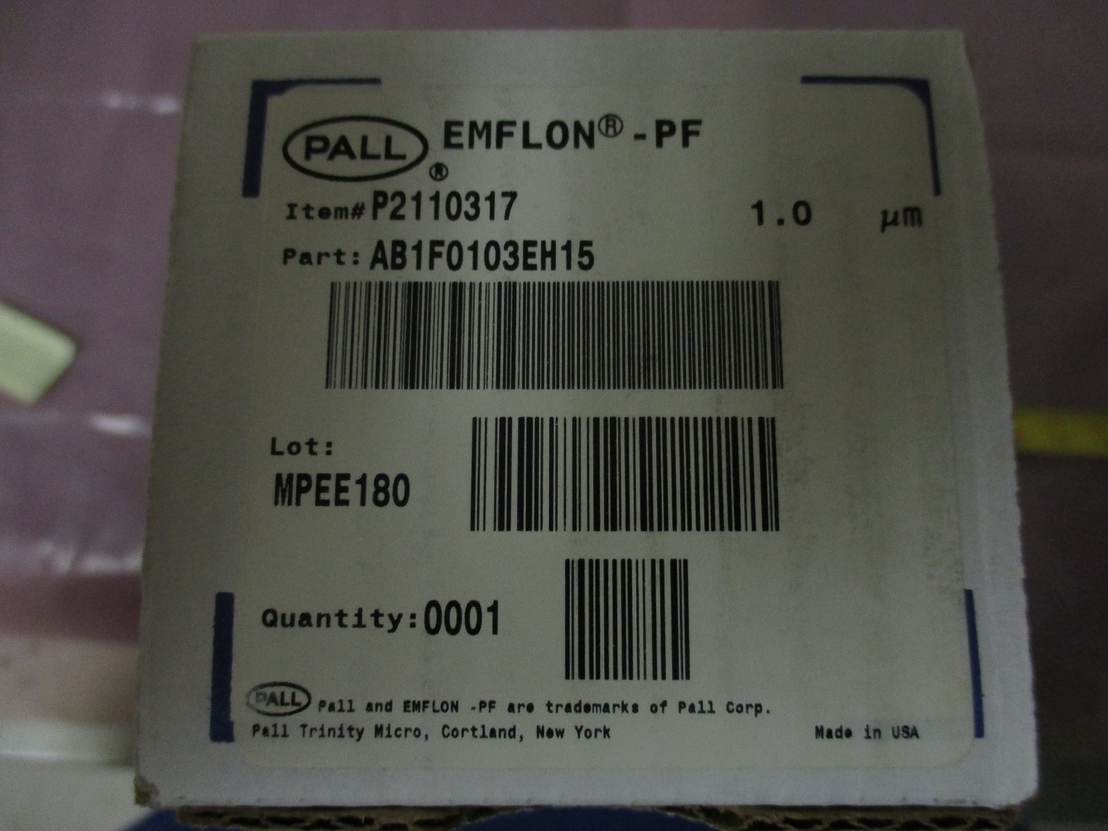 Pall AB1F0103EH15 Super Cheminert Filter Emflon-pf 1.0 Micron 413520 ...