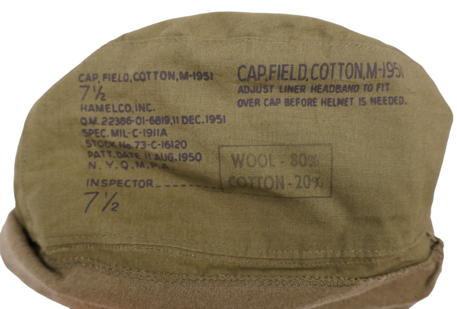 1951 US Army Cotton Field Cap Size 7 1/2 | eBay