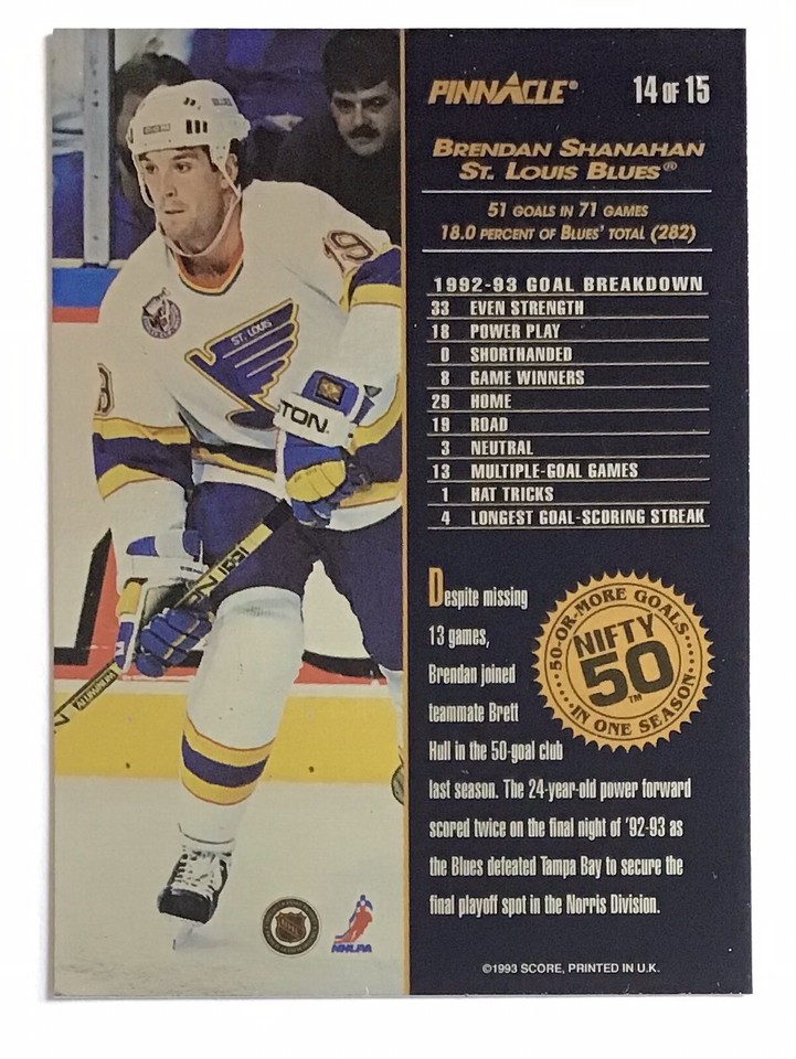 1993-94 Pinnacle - Nifty 50 #14 Brendan Shanahan - St. Louis Blues ...