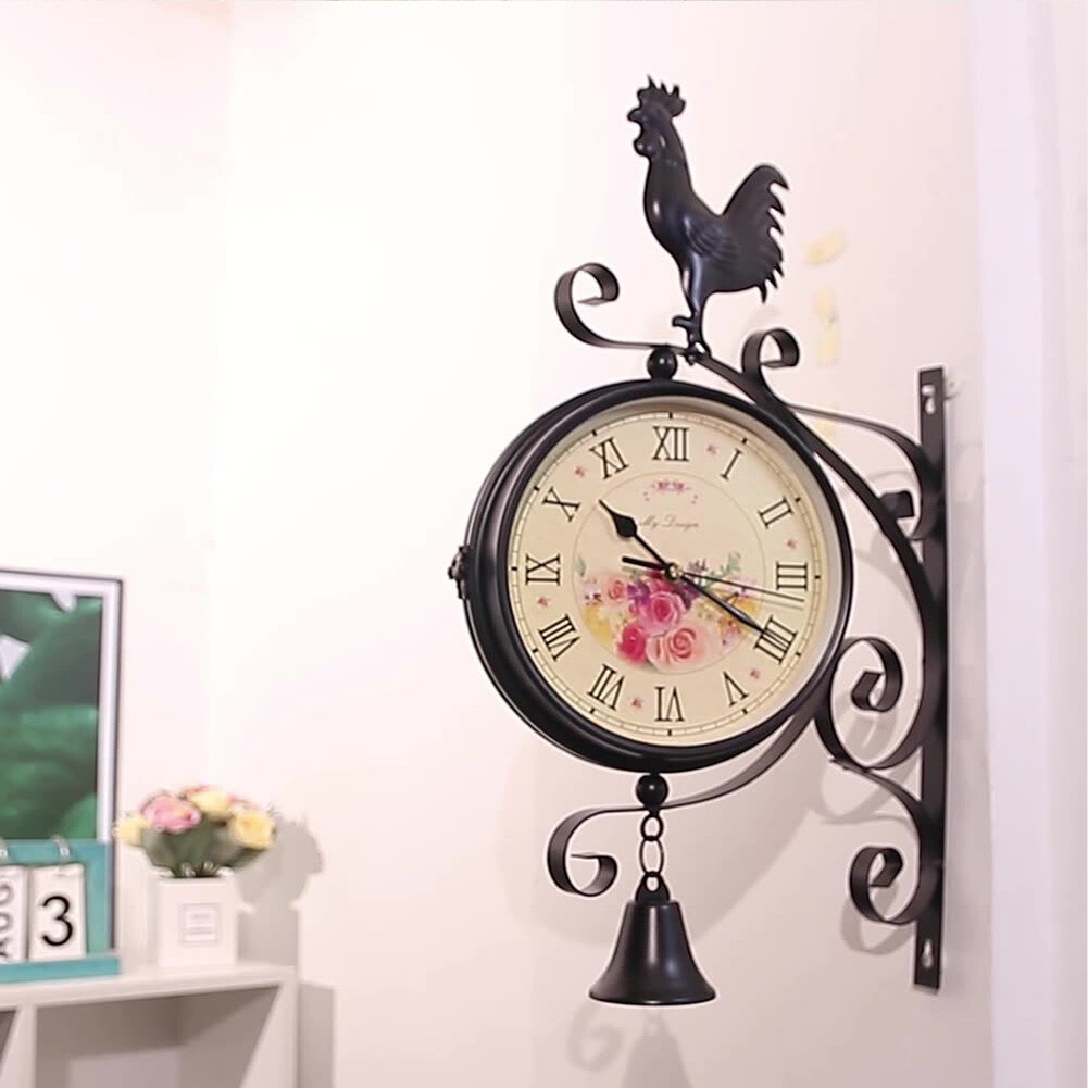 50cm Double Sided Station Wall Clock Bracket Hanging Wall Clock Outdoor ...