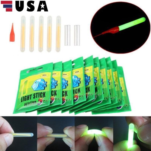 50pcs/10bag Fishing Fluorescent Lightstick Light Night Float Rod Dark ...